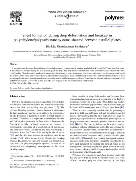 Pdf Sheet Formation During Drop Deformation And Breakup In