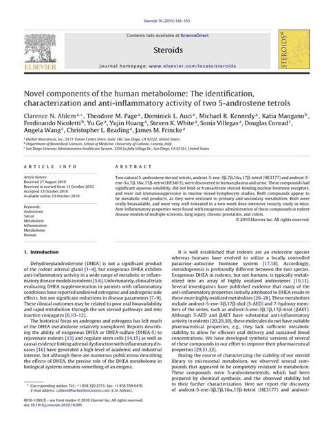 Pdf Novel Components Of The Human Metabolome The Identification