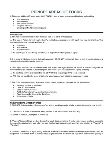 Prince2 Agile Focus Areas Explained Pdf Business