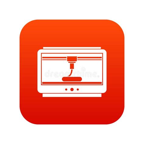 принтер 3d печатая красный цвет значка чашки цифровой Иллюстрация вектора иллюстрации