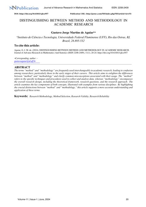 Pdf Distinguishing Between Method And Methodology In Academic Research