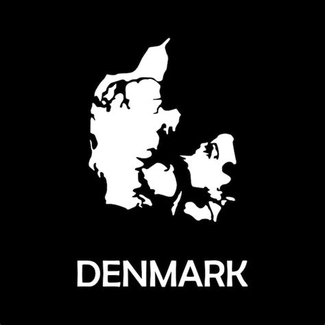 흰색 배경 벡터에 덴마크 지도 덴마크 지도 개요 모양 흰색 벡터 일러스트 레이 션에 검정 높은 상세한 검은 그림 지도 덴마크 프리미엄 벡터