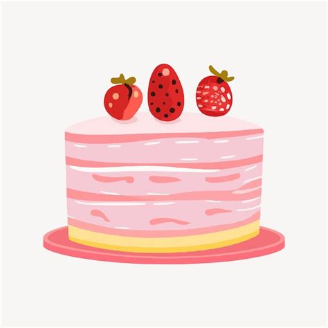 딸기 케이크 일러스트레이션 터 프리미엄 Ai 생성 벡터