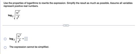 solved use the properties of logarithms to rewrite the