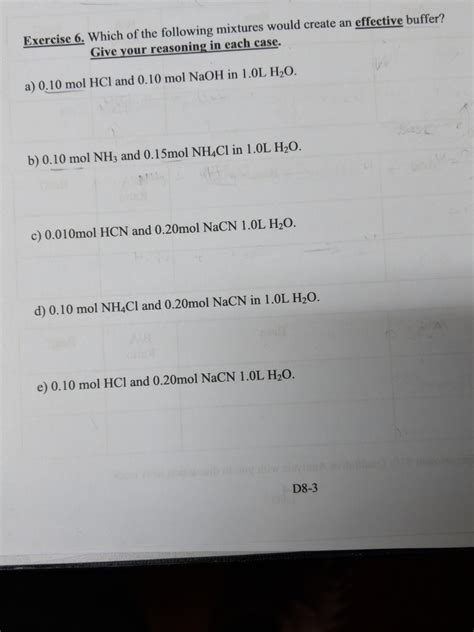 Solved Exercise Which Of The Following Mixtures Would Chegg