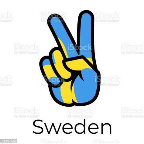 평화 표지판의 형태로 스웨덴 국기 제스처 V 승리 기호 애국 기호 애플 리 케이 션에 대 한 아이콘 웹사이트 티셔츠 기념품 등