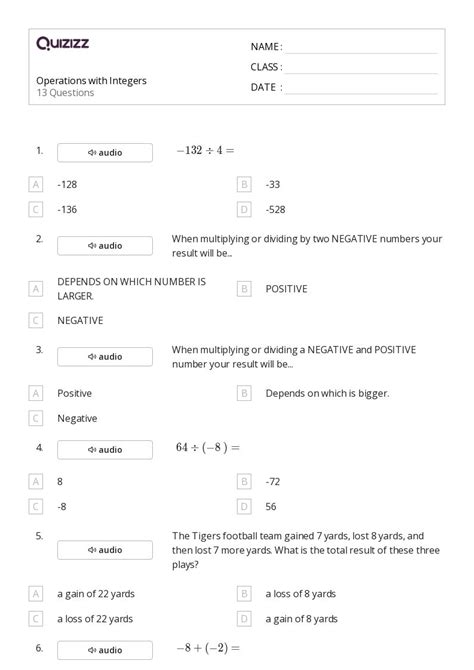 Understanding Integers Worksheet Pdf
