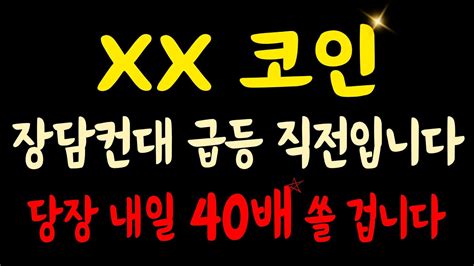 Xx코인 장담컨대 급등 직전입니다 당장 내일 40배 쏠 겁니다 도지코인 리플 가상화폐 비트코인 비트코인캐시