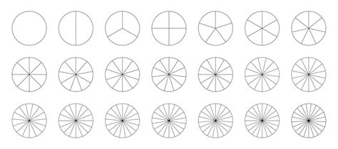 Circular Segmented Charts Pie Chart Template Sectors Divide The Circle On Equal Parts Outline