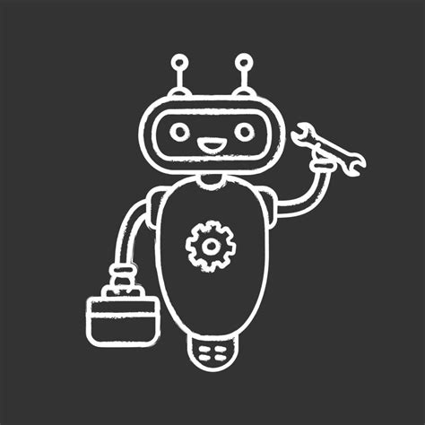 Repair Chatbot Chalk Icon Robot With Set Of Tools And Screw Key Virtual Assistant Online