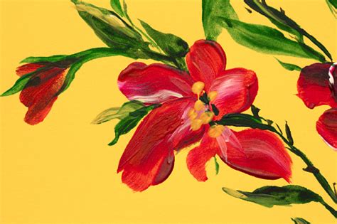 밝은 배경에 꽃을 그리기 유화 아크릴 인상주의 스타일 꽃 그림 밝은 색상 예술적 배경입니다 카드 꽃 카드 구아슈에 대한 스톡