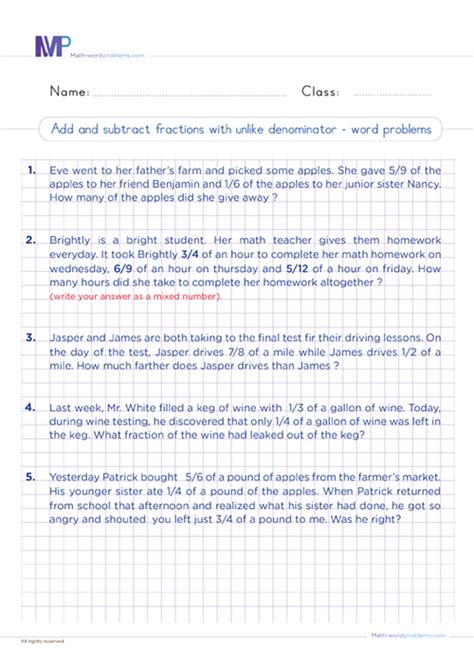 Add And Subtract Fractions Worksheets Grade 6
