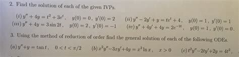 Solved Find The Solution Of Each Of The Given Ivps I Y