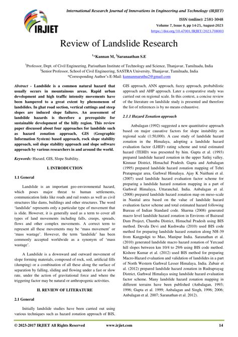 pdf review of landslide research