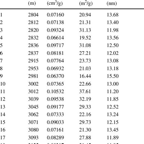 specific surface area pore volume and average pore size of shale