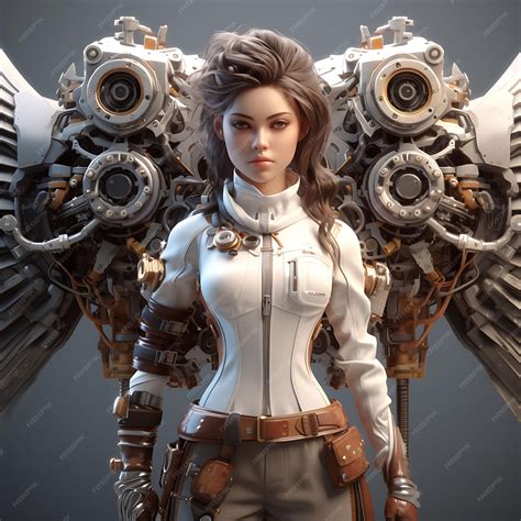 Premium Photo 3d Character Female Human Slim Pale Skin Holding A