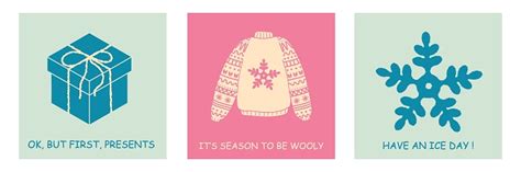 복고풍 스타일의 겨울 시즌 인사말 카드입니다 메리 크리스마스와 새해 연휴 개념입니다 선물 상자 스웨터 질감이 있는 눈송이 손으로 트렌디한 벡터 그림을 그렸습니다 12월에