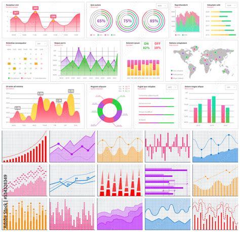Infographic Chart Vector Template Annual Statistics Curve Graph Design Market Data Diagrams