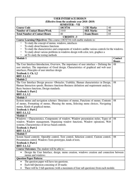 Uid Syllabus Pdf Menu Computing Graphical User Interfaces