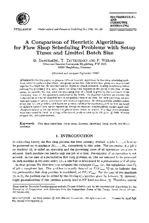 Pdf A Comparison Of Heuristic Algorithms For Flow Shop Scheduling