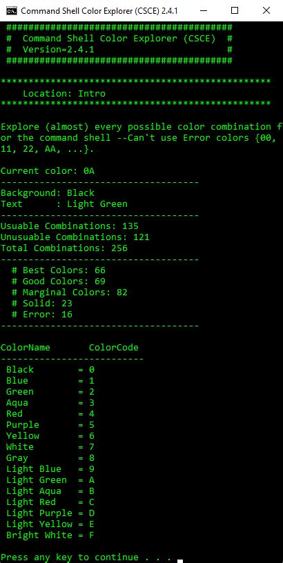Github Davidgeeraerts Csce Windows Command Shell Color Explorer
