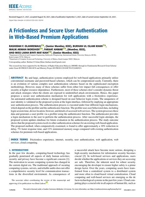 pdf a frictionless and secure user authentication in web based
