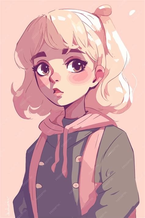 Premium Vector Cute Little Kawaii Girl Illustration Flat Colors