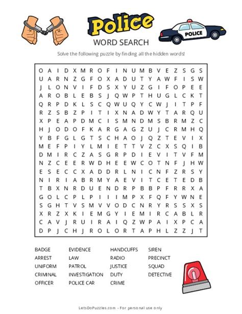 Police Word Search Puzzle