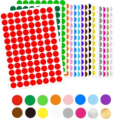 Iyowei 3000 Pcs Round Label Dot Stickers Round Color Coding Labels Circle Dots Stickers Circle