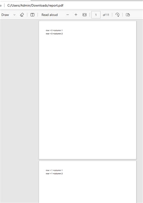 core how can i convert html table into pdf with multiple pages for each row of the