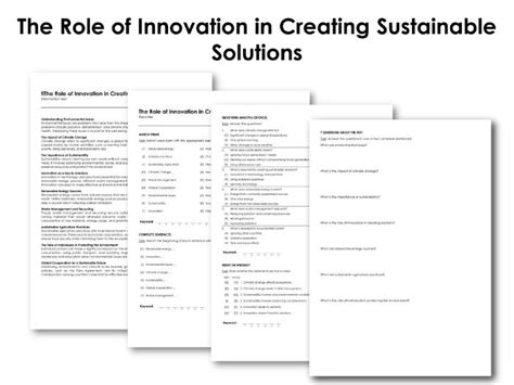 The Role Of Innovation In Creating Sustainable Solutions Teaching Resources