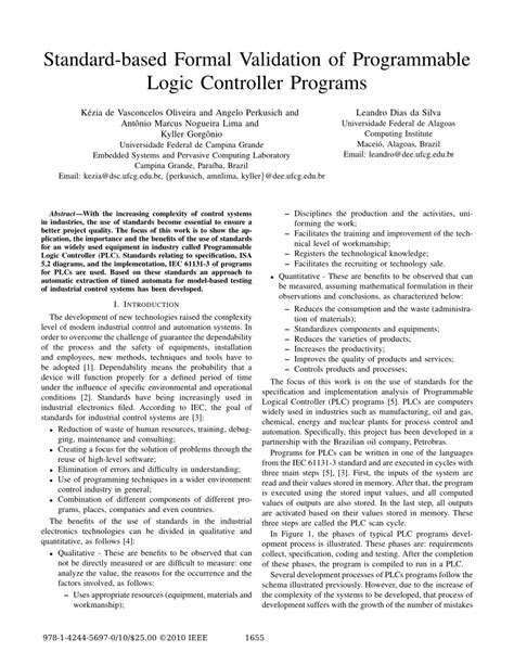 Pdf Standard Based Formal Validation Of Programmable Logic Controller