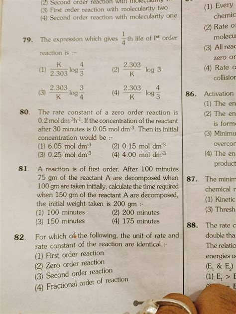 3 First Order Reaction With Molecularity Two 4 Second Order Reaction