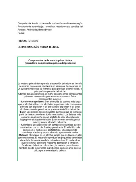 Copia De Composición Y Reacciones Del Producto Pdf Bebida