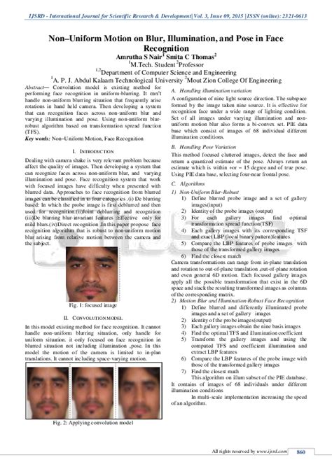 Pdf Non Uniform Motion On Blur Illumination And Pose In Face Recognition Ijsrd Journal