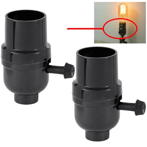 2 Pc Screw In Light Bulb Lamp Socket Base Holder Rotary On Off Switch Phenolic Walmart Com