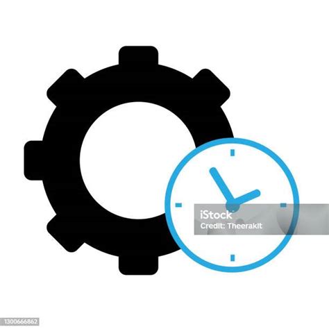 흰색 배경의 시간 관리 아이콘입니다 생산성 기호 플랫 스타일 시계 기호가 있는 톱니바퀴 개념에 대한 스톡 벡터 아트 및 기타 이미지 Istock