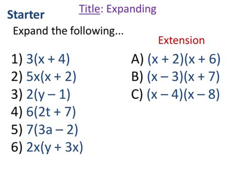 Expanding And Factorising Revision Worksheet By Tristanjones Teaching Resources Tes