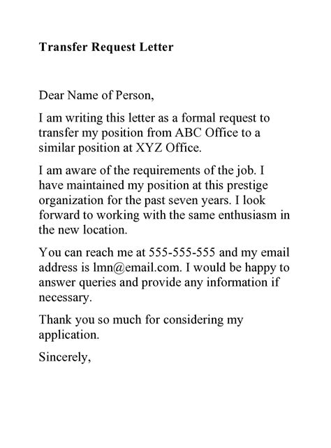 30 Professional Transferring Letters Job School TemplateArchive