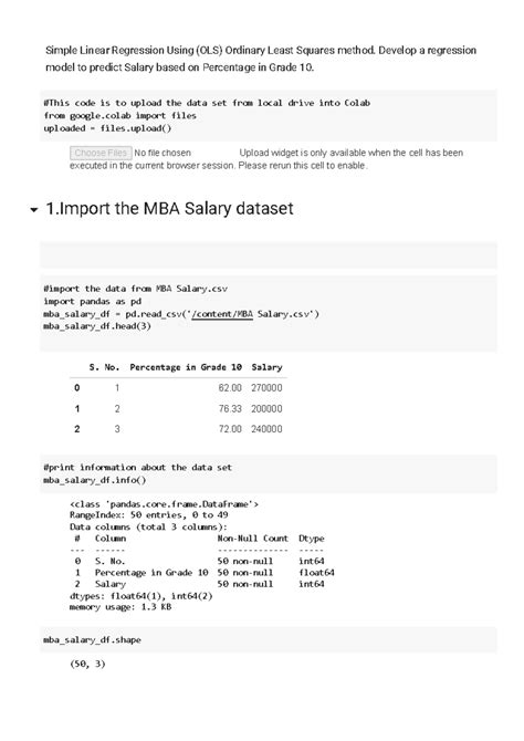 Lab SLR Ipynb Colaboratory Simple Linear Regression Using OLS Ordinary Least Squares