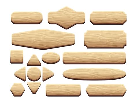 Premium Vector Wooden Buttons Game Ui Asset Icons Vector Illustration