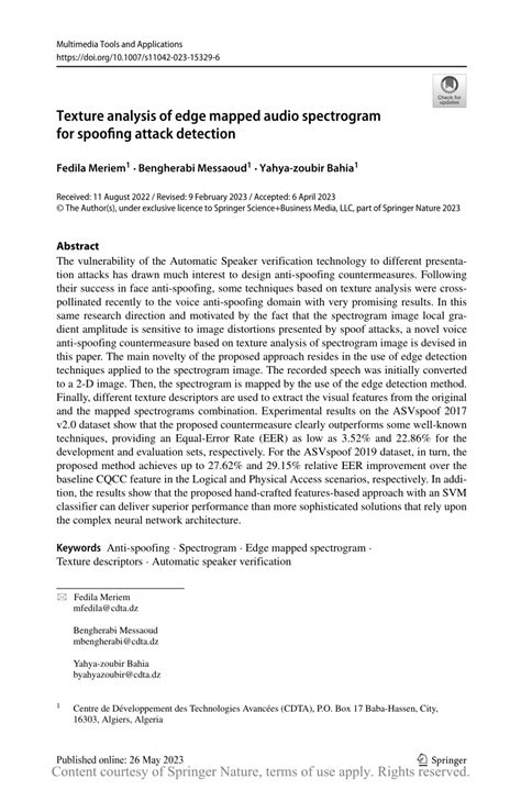 Texture Analysis Of Edge Mapped Audio Spectrogram For Spoofing Attack