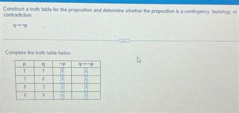 solved construct a truth table for the proposition and
