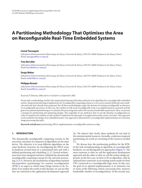 Pdf A Partitioning Methodology That Optimises The Area On