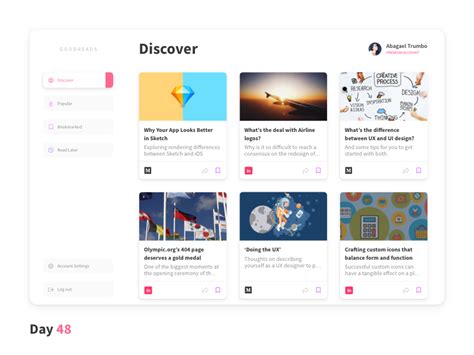 Daily Ui Challenge Day 48 Article Bookmark App By Mayur Kshirsagar On