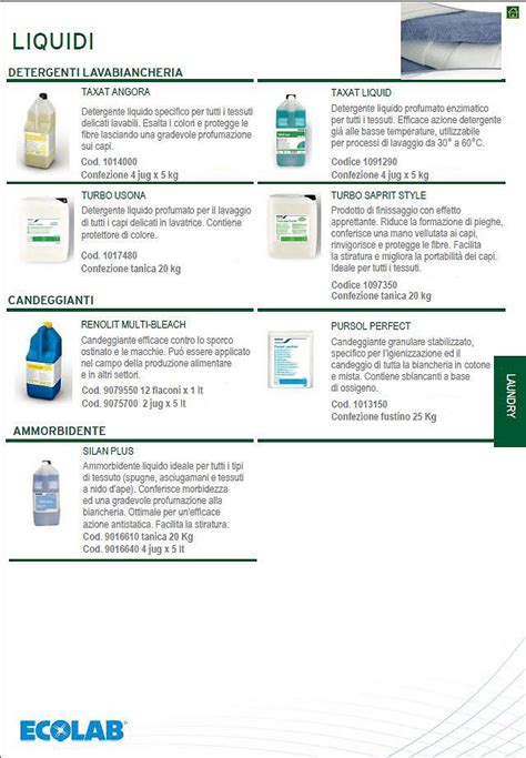 Linea Completa Detergenti Ecolab Detergenti Comunità E Convivenze