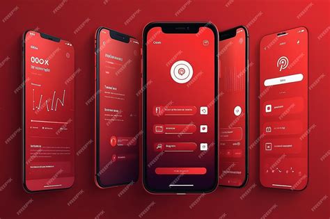 Premium Photo Icon With Mobile Ui And Ux Design On Red Background For