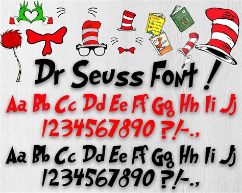 Instand Download Dr Seuss Png And Font Bundle Digital File Etsy