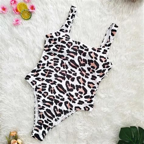 S Xl 6 Color New Sexy Leopard One Piece Swimsuit Women Swimwear Female 2019 Bather Bathing Suit