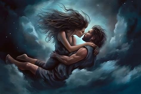 Premium Ai Image Romantic Night Under The Stars And Moon Couple Shares An Intimate Kiss Neural